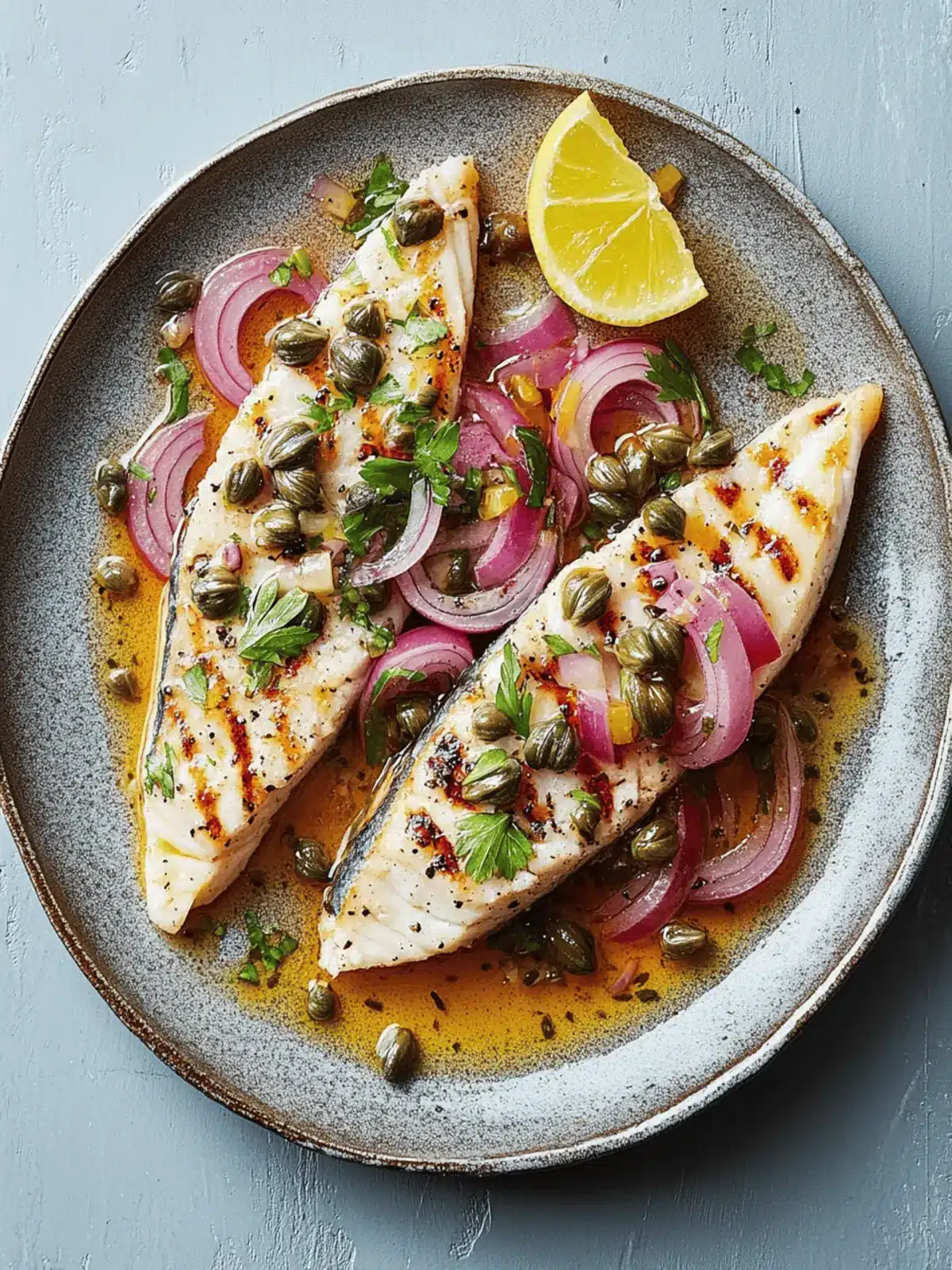Ultimate Grilled Fish with Caper and Red Onion Dressing