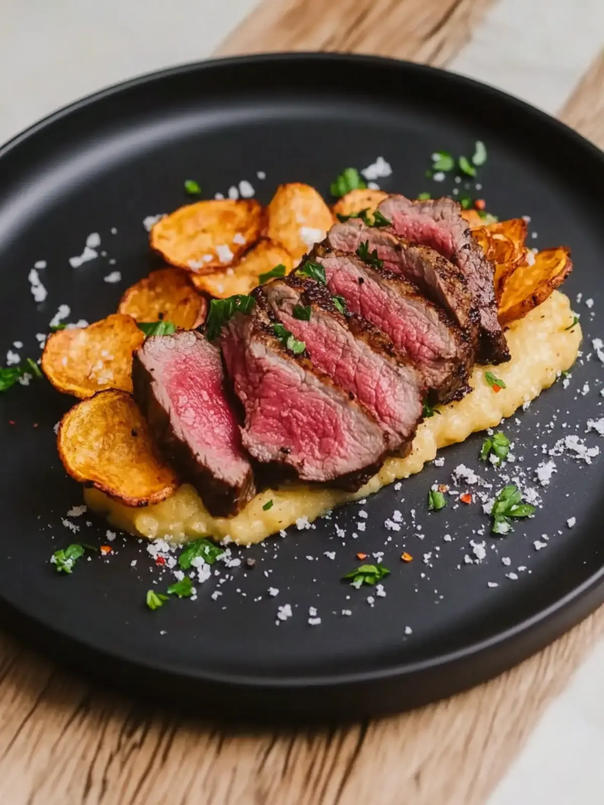 Ultimate Wagyu with Creamy Parsnip Puree and Crispy Chips