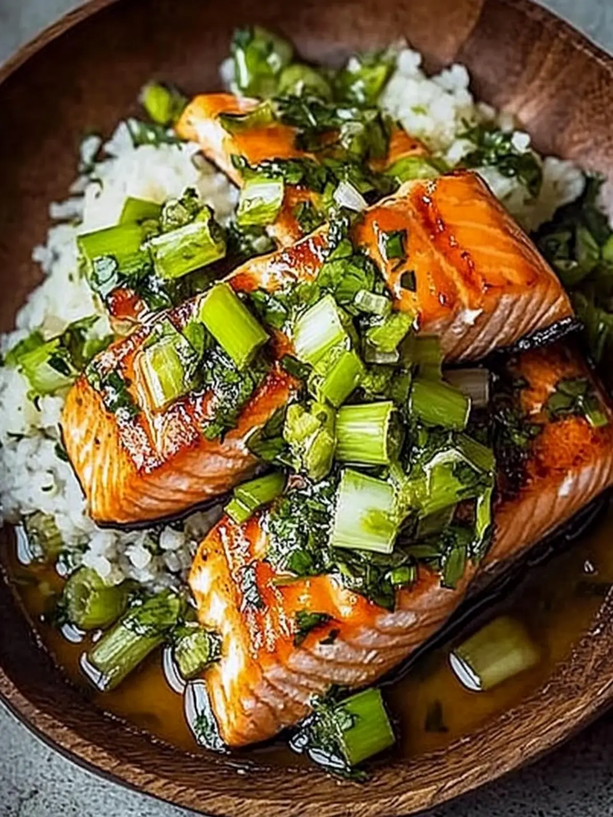 Easy Miso Butter Salmon with Sizzled Scallion Salsa Verde