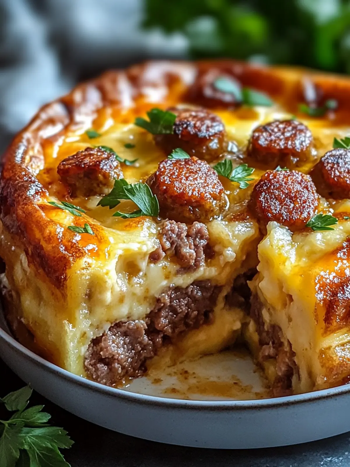 Irresistible Pancake Sausage Casserole with Beef for Breakfast Bliss