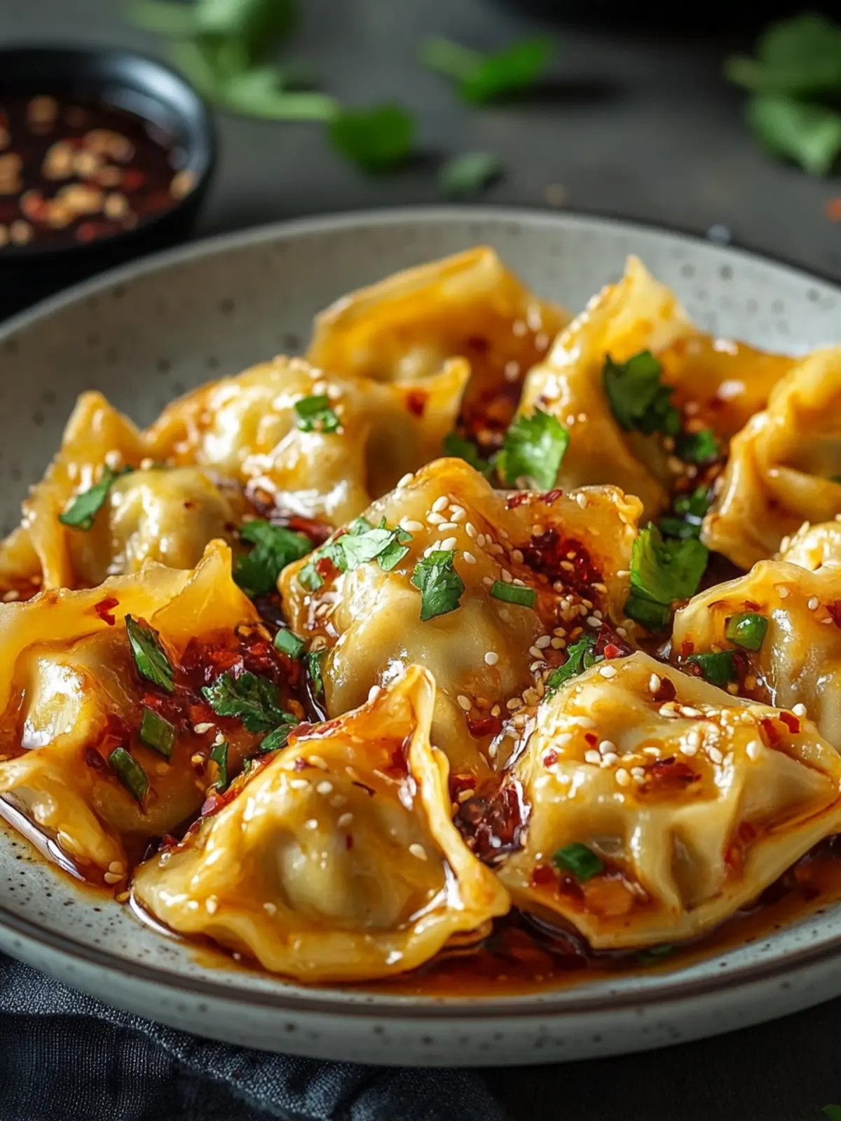Irresistible Spicy Wontons in Chilli Sauce for Comfort