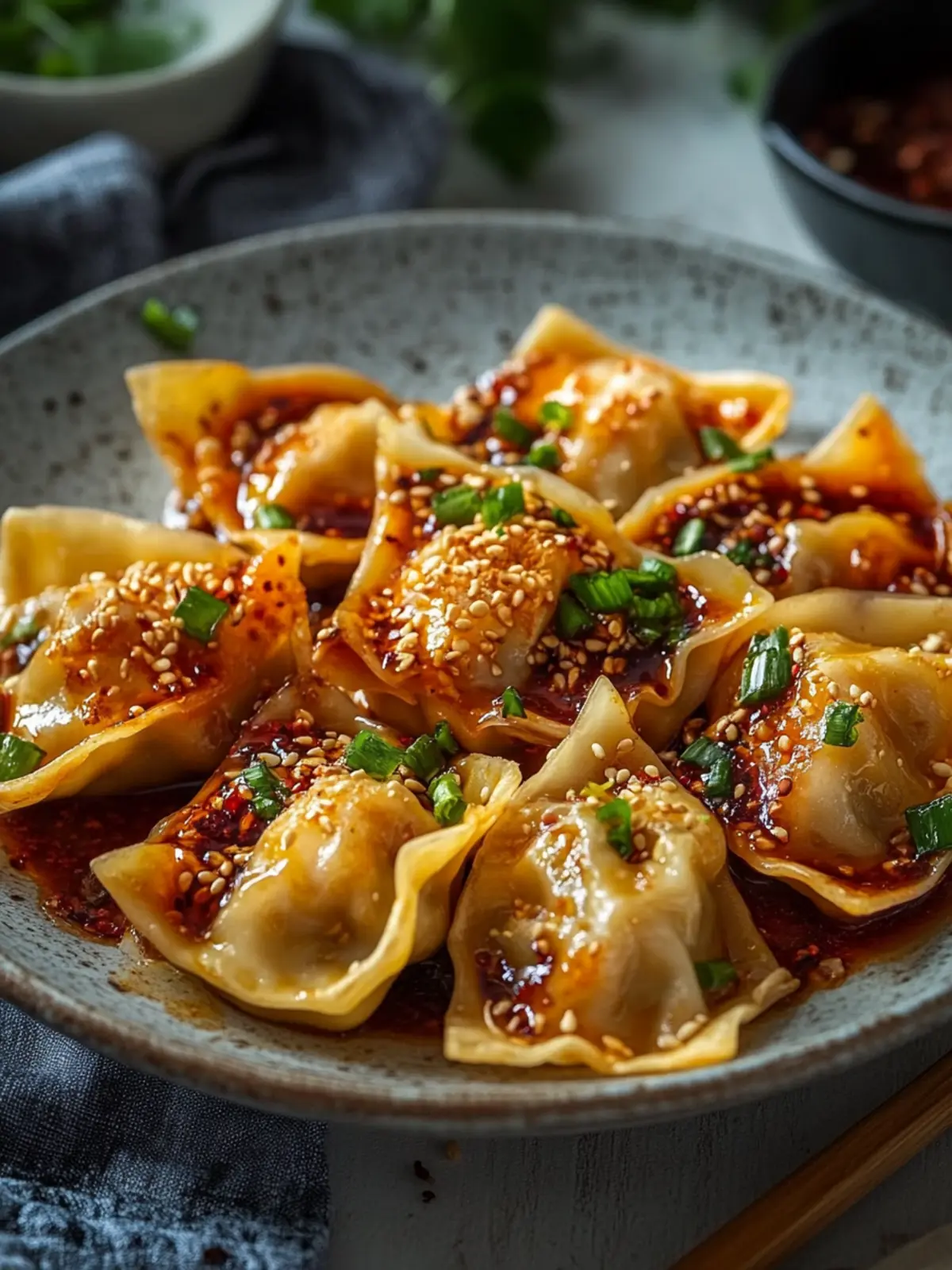 Irresistible Spicy Wontons in Chilli Sauce for Comfort