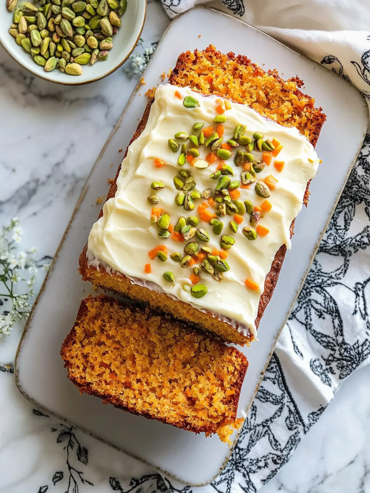 Easy Pistachio Carrot Bread with Cream Cheese Frosting Delight