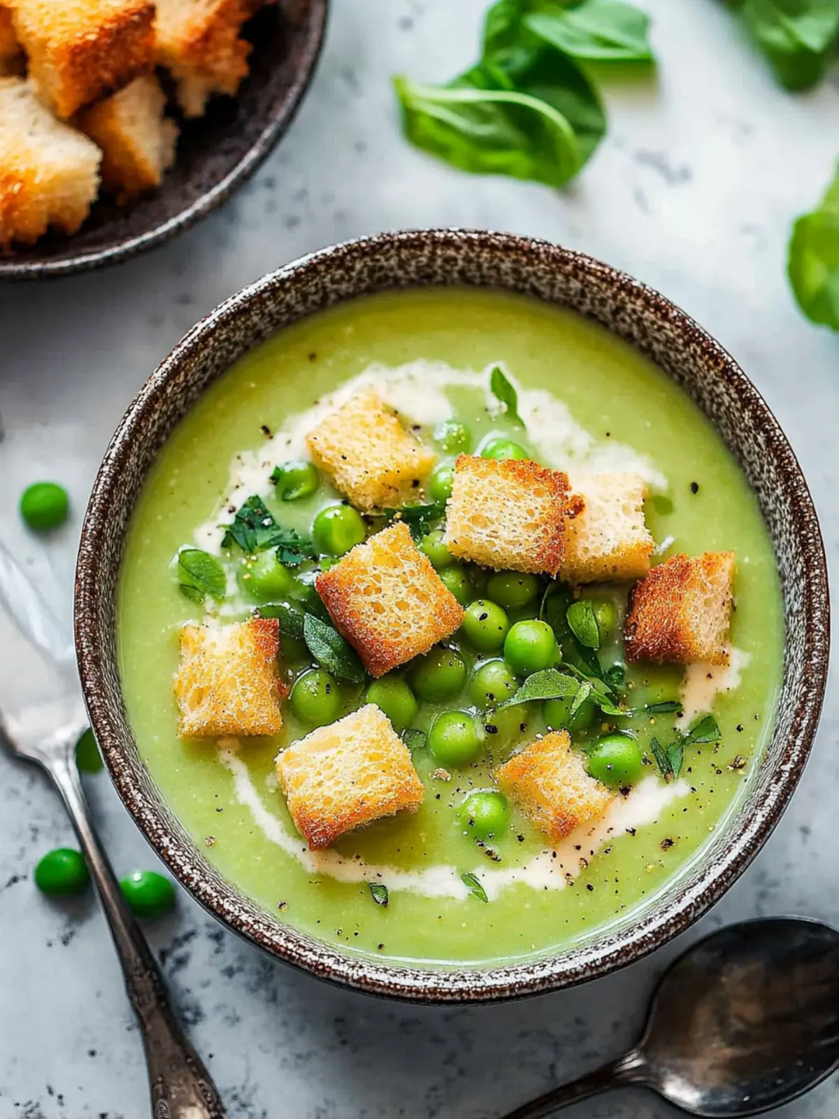 Ultimate Homemade Comfort Pea Soup with Delicious Croutons